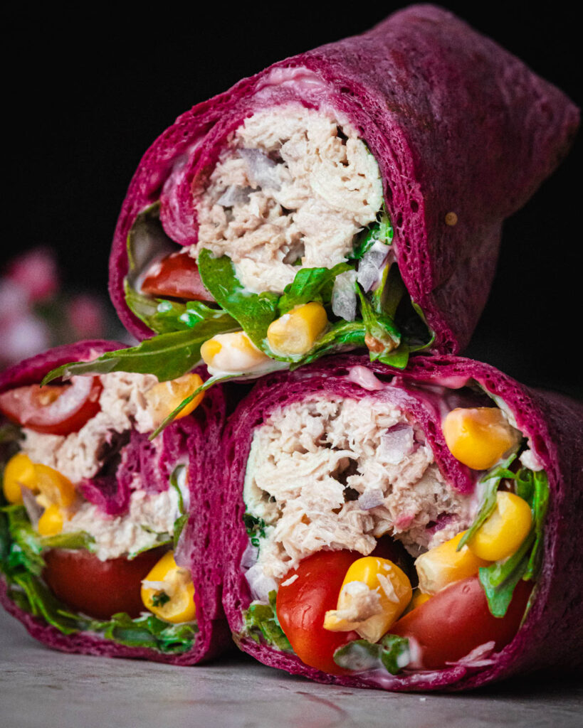 Tuna Beetroot Tortilla Wraps