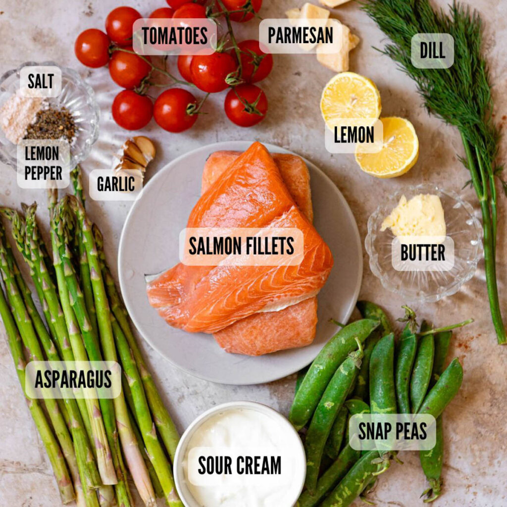 Easy One Pan Salmon With Roasted Spring Vegetables - FoodyWise
